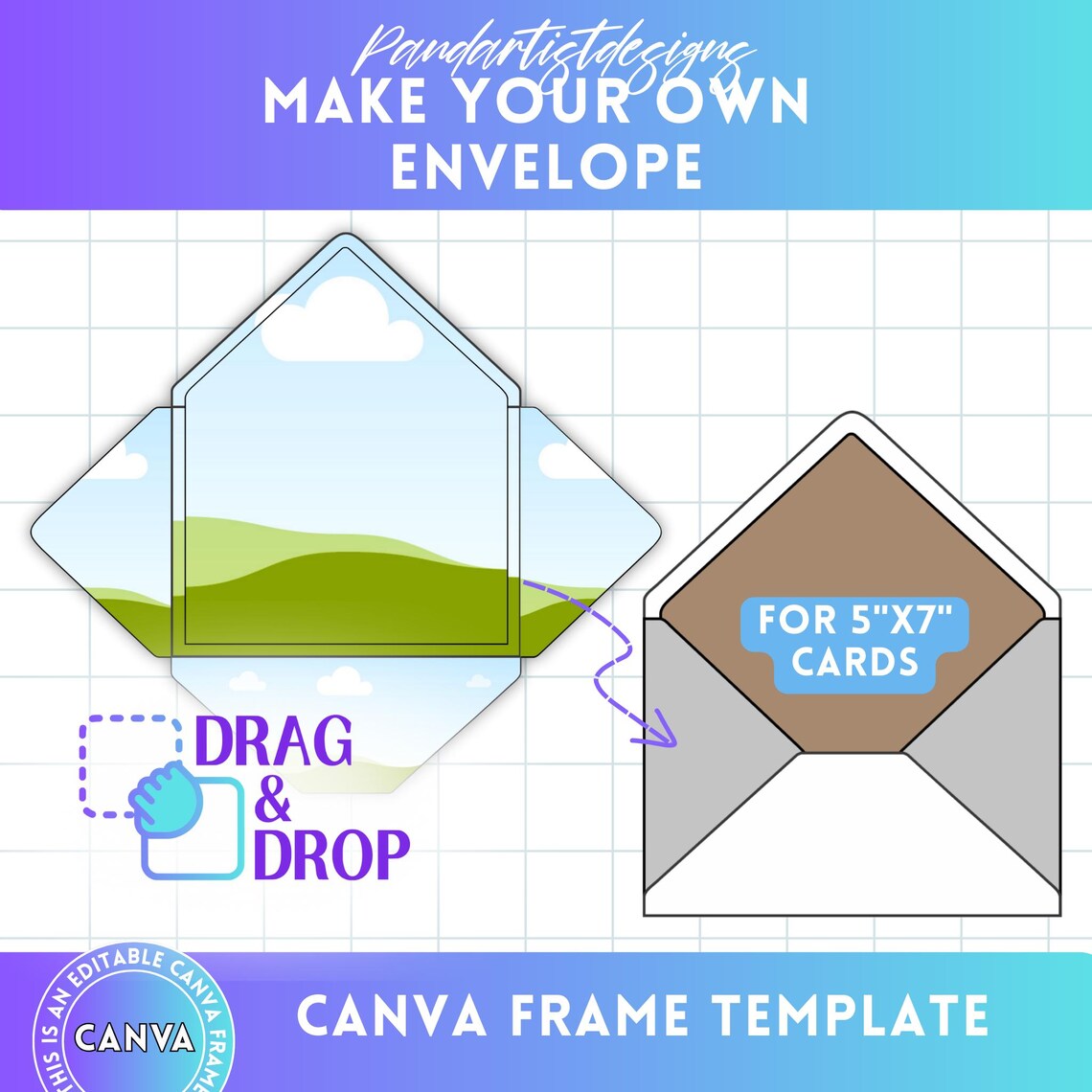 Envelope Editable Canva Template, Printable Envelope Liner, Drag & Drop ...