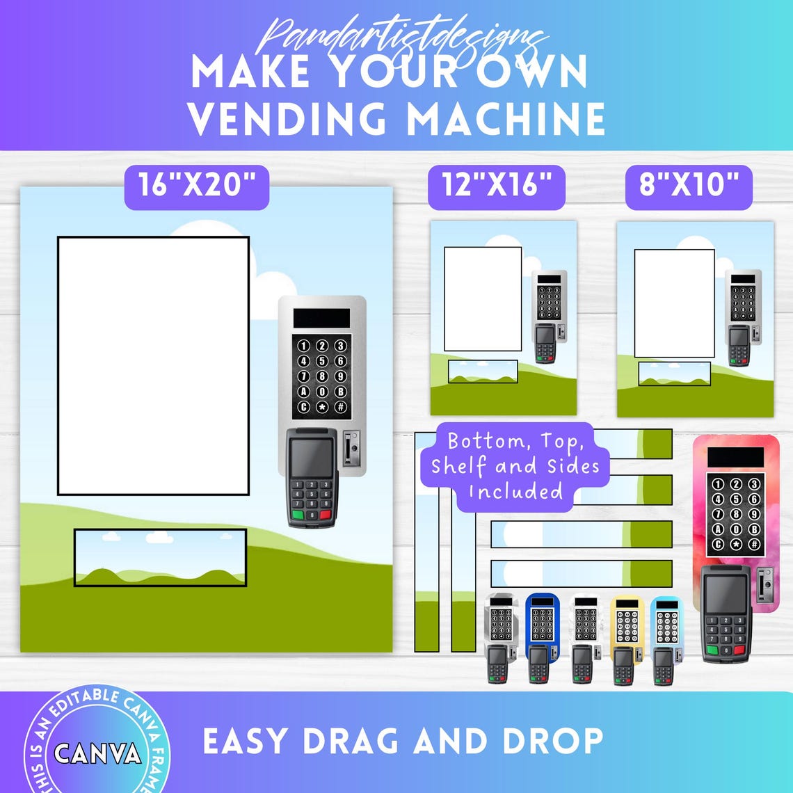 Vending Machine Editable Canva Template, Drag and Drop, Canva Frames ...