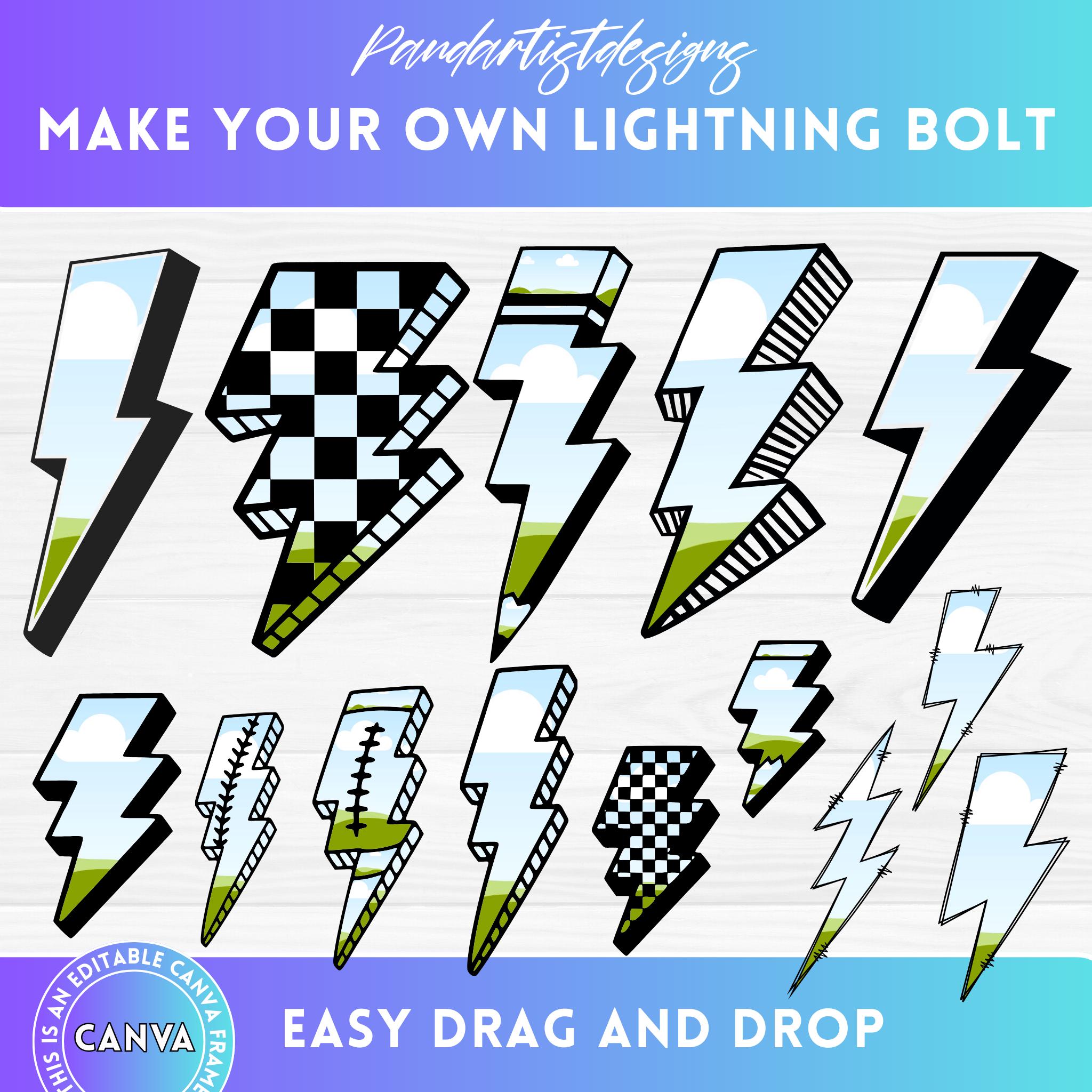 Custom Your Doodle Lightning Bolt- Editable CANVA Frame Bundle - Create ...