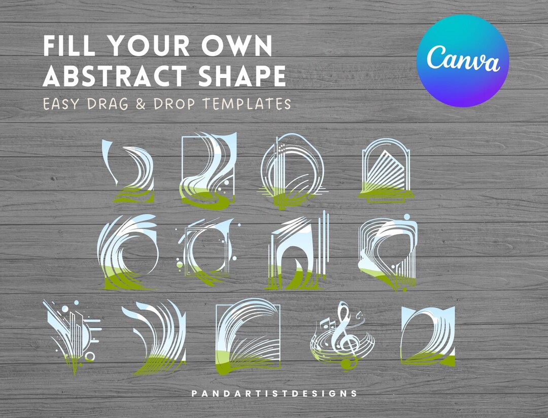 Make Your Own Abstract Shape Design on CANVA Canva Frames Bundle Drag ...
