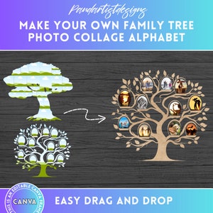 DIY Family Tree Photo Collage Design on CANVA - Editable Canva Frame ...