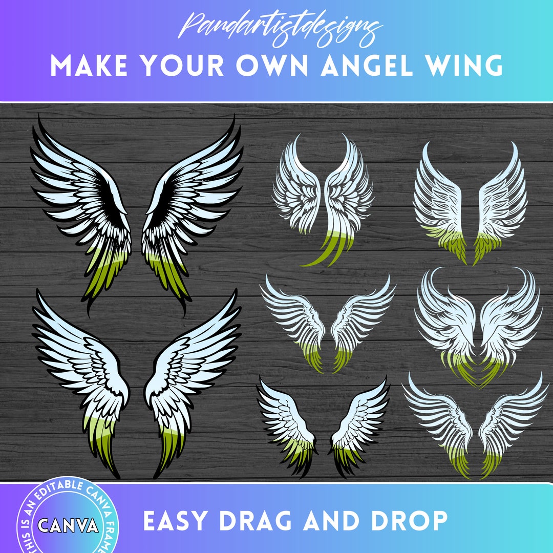 Make Your Own Wing Angel Design on CANVA - Canva Frame Bundle - Easy ...
