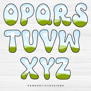 Canva Frames Retro Groovy Doodle Letters, Easy Drag and Drop, Bundle ...