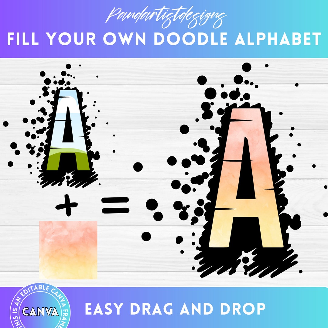 Canva Frame Alphabet, Sketch Pencil Letters and Numbers, Drag and Drop ...