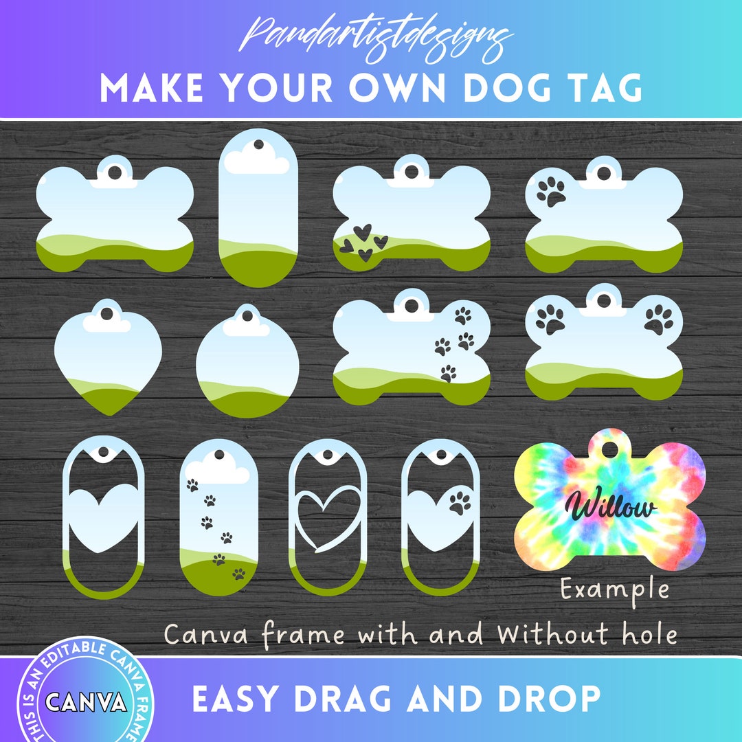 Make Your Own Dog Tag on CANVA With Easy Drag and Drop Editable Canva ...