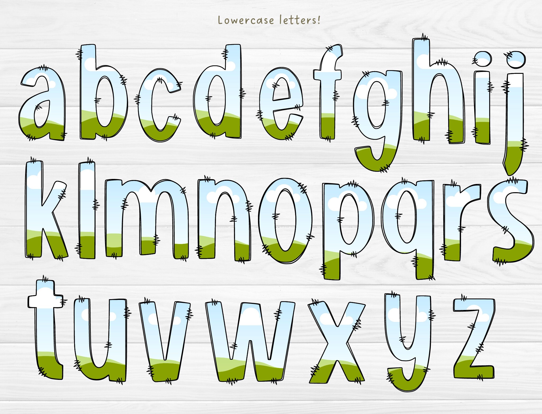 Fill Your Own Doodle Letters on CANVA, Uppercase Lowercase & Numbers ...