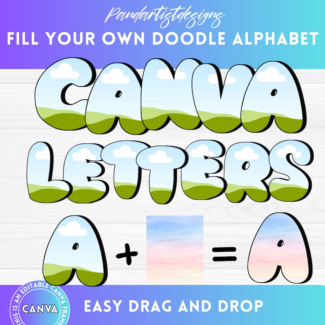 Bubbly Canva Frames Alphabet, Fill Your Own Uppercase Bubble Letters ...