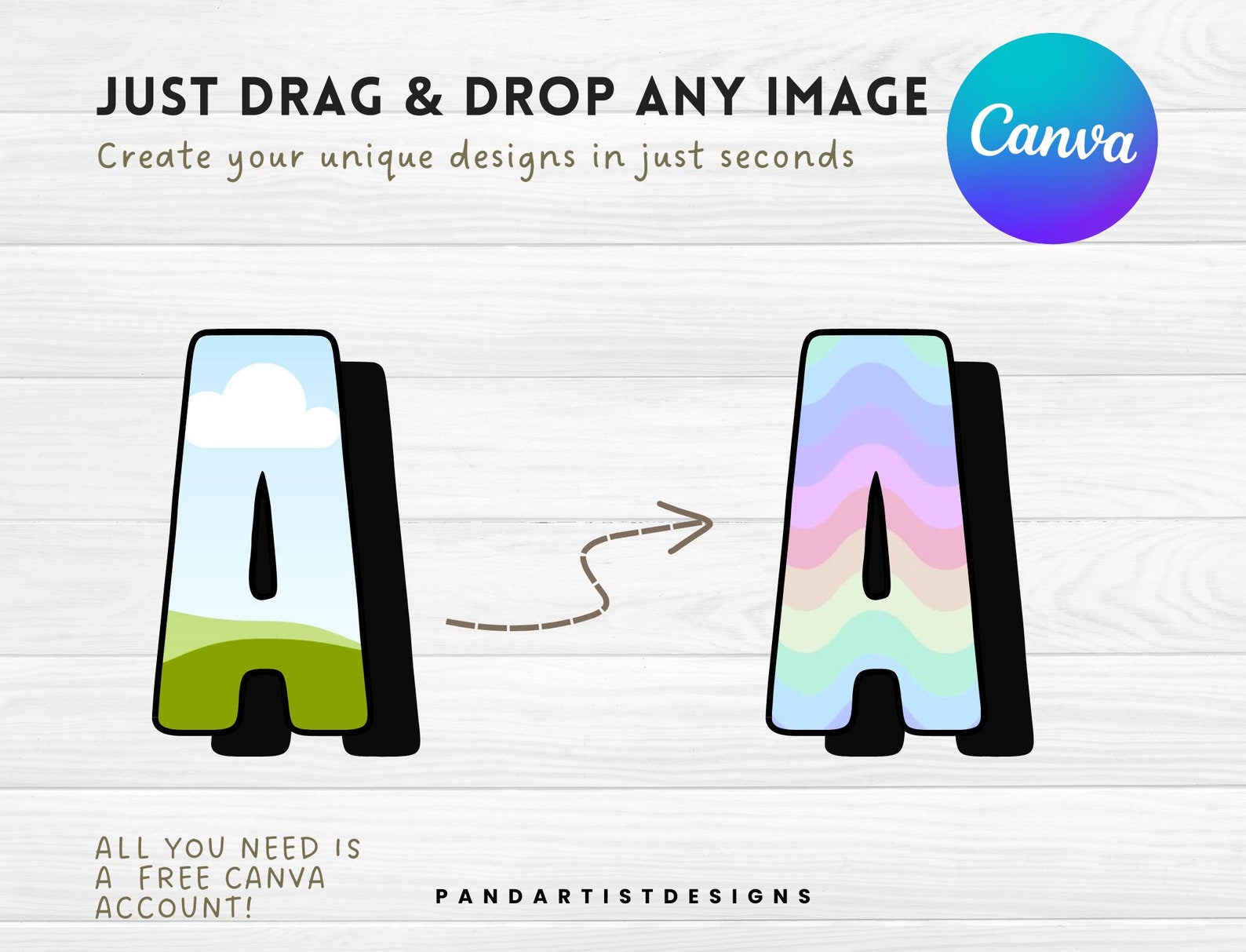 Fill Your Own Wide Letters With Block Shadow, Canva Frame Alphabet ...
