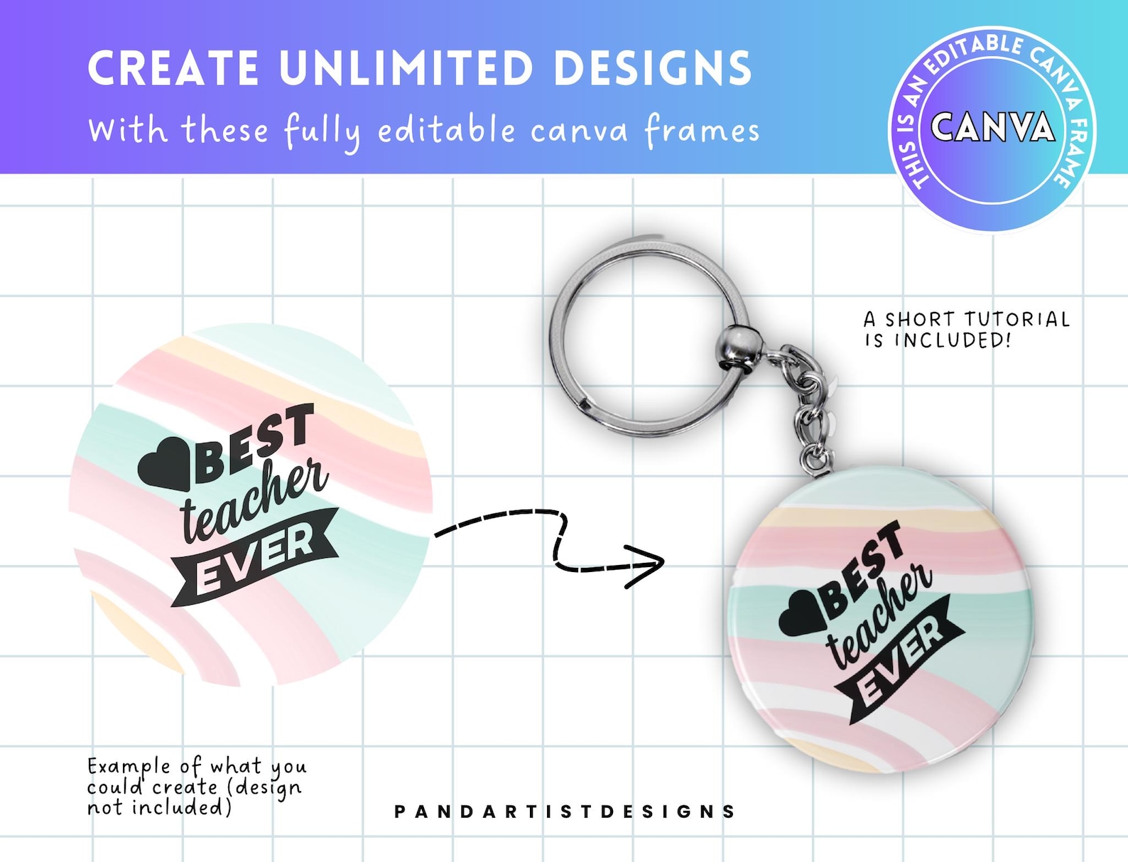 Circle Keychain Editable Canva Template, Acrylic Keychain Size Guide ...