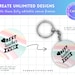 Circle Keychain Editable Canva Template, Acrylic Keychain Size Guide ...