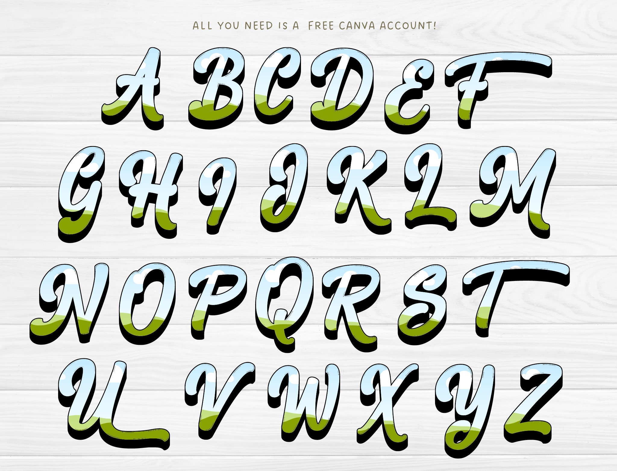 Canva Frames Retro Western Uppercase Lowercase Letters & Numbers ...