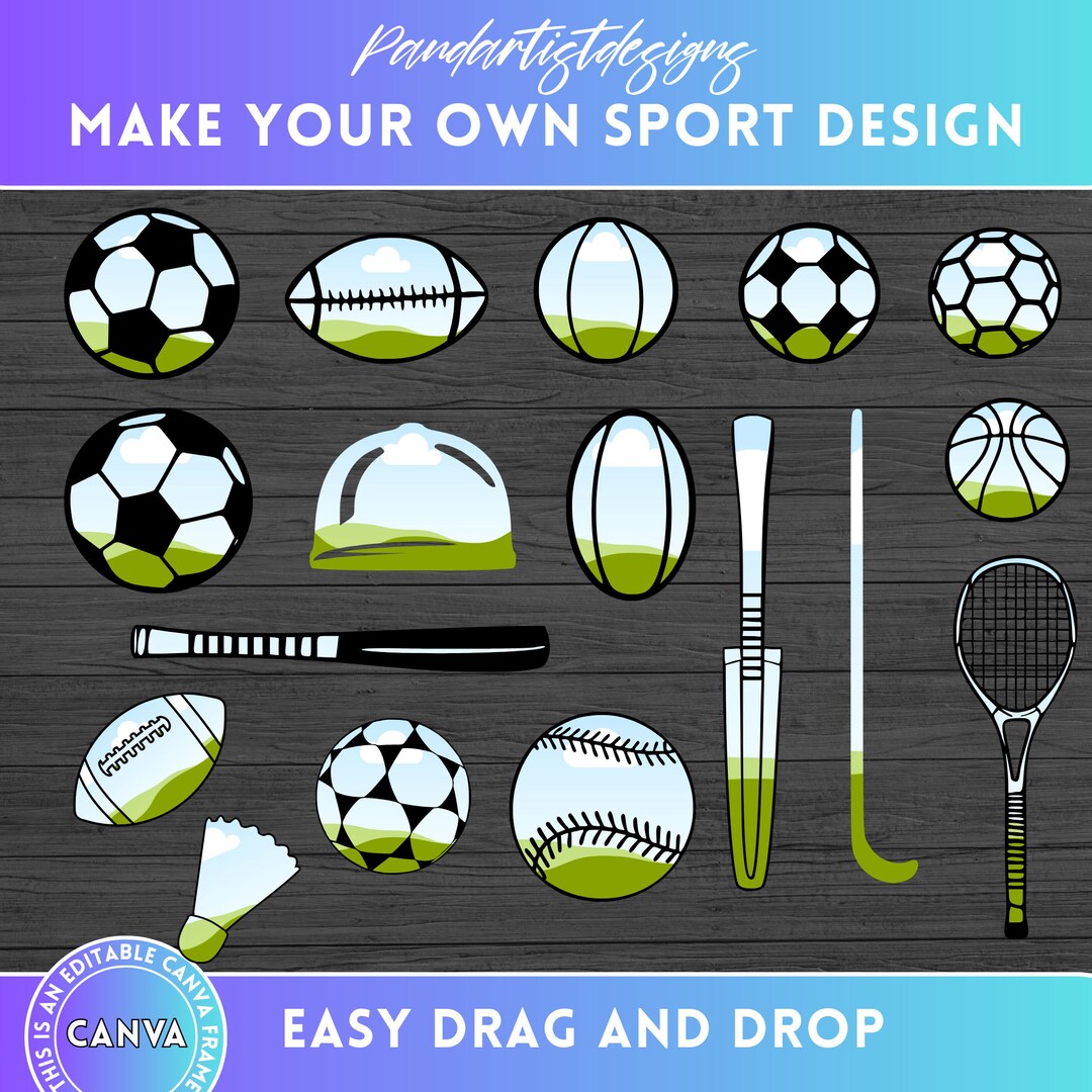 Add Your Own Pattern Sport Bundle - CANVA Frames With Easy Drag and ...