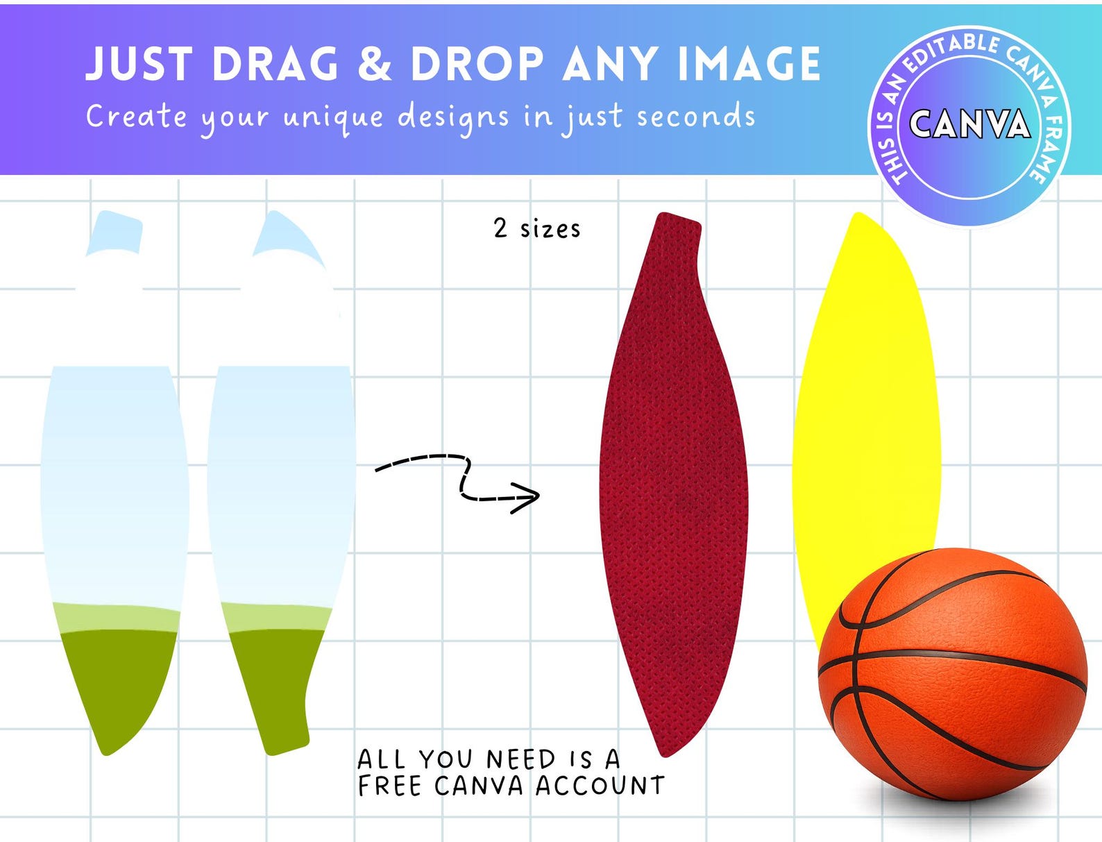 Basketball Panel Editable Template, Custom Basketball Panel, Photo Ball ...