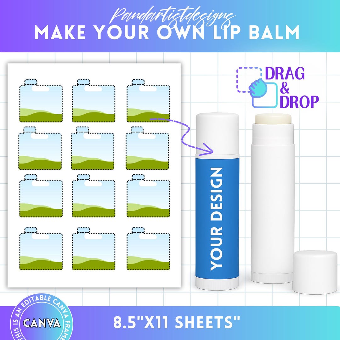 Lip Balm Label Editable Canva Template, Lip Balm Wrap Packaging, Lip ...