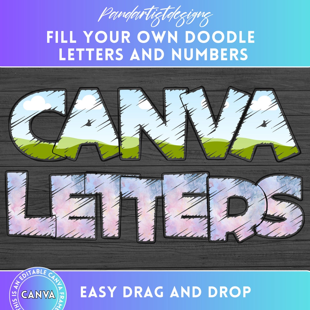 Canva Frames Alphabet, Fill Your Own Doodle Scribble Letters and ...