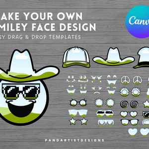 Make Your Own Retro Happy Smiley Face on CANVA With Easy Drag - Etsy