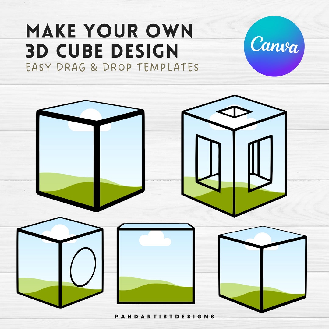 Custom Your 3D Cube Shape Design on CANVA Canva Frame Bundle - Etsy