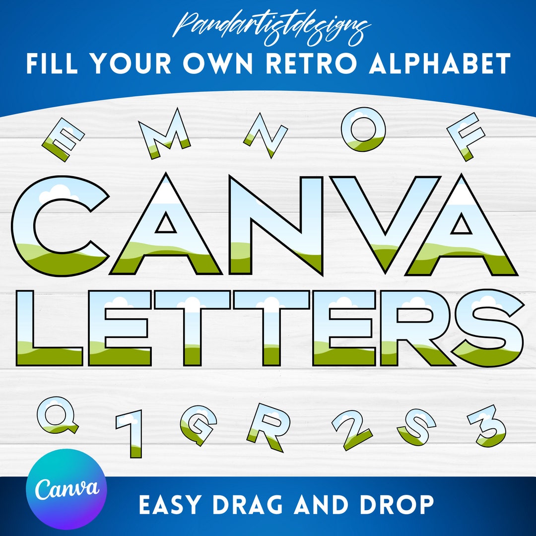 Canva Frames Retro Uppercase Letters and Number With Easy Drag and Drop ...