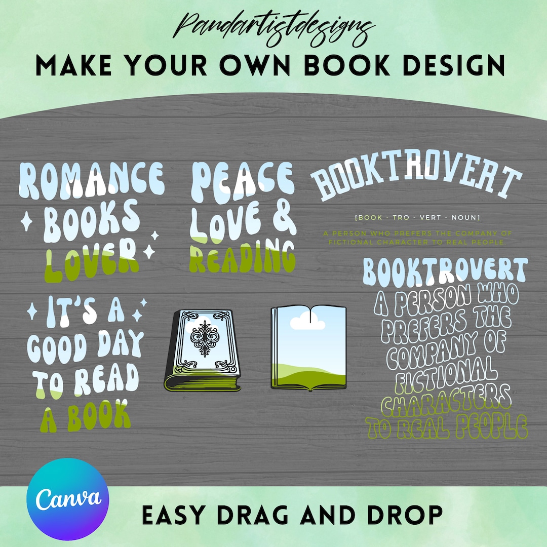 Reading Canva Frames Bundle, Book Lover, Groovy Wavy Text, a Girl Who ...