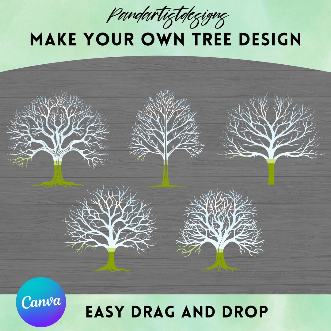 Design Your Own Tree Forest Canva Frames Bundle Drag and Drop ...