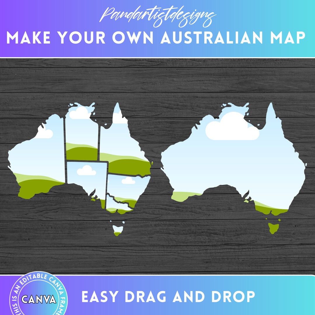 Fill Your Own 7 States of Australia on Canva - Australian Map CANVA ...