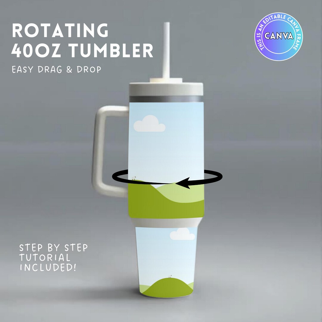 Animated Rotating 40oz Tumbler Canva Mock up Template - 180 Degree ...