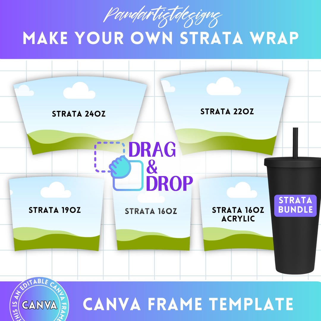 Make Your Own Strata Tumbler Wraps Design on CANVA, Bundle Editable Canva Frame Template, 16oz ...