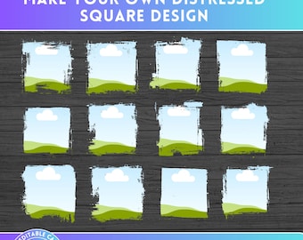 Grunge Canva Frame Template Distressed Square Photo Frame Bleach Effect ...