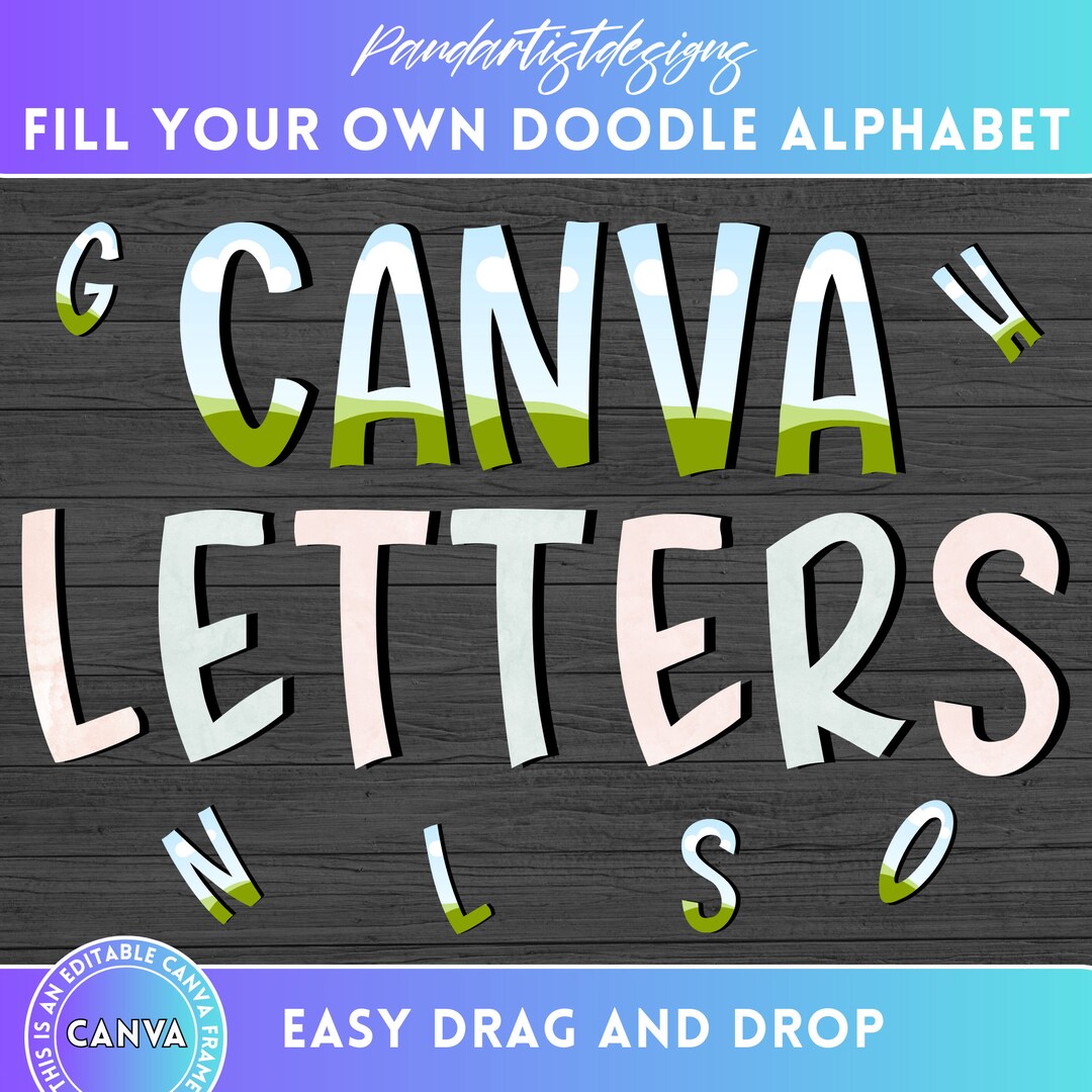 Fill Your Own Doodle Letters With Block Shadow, Canva Frames Alphabet ...