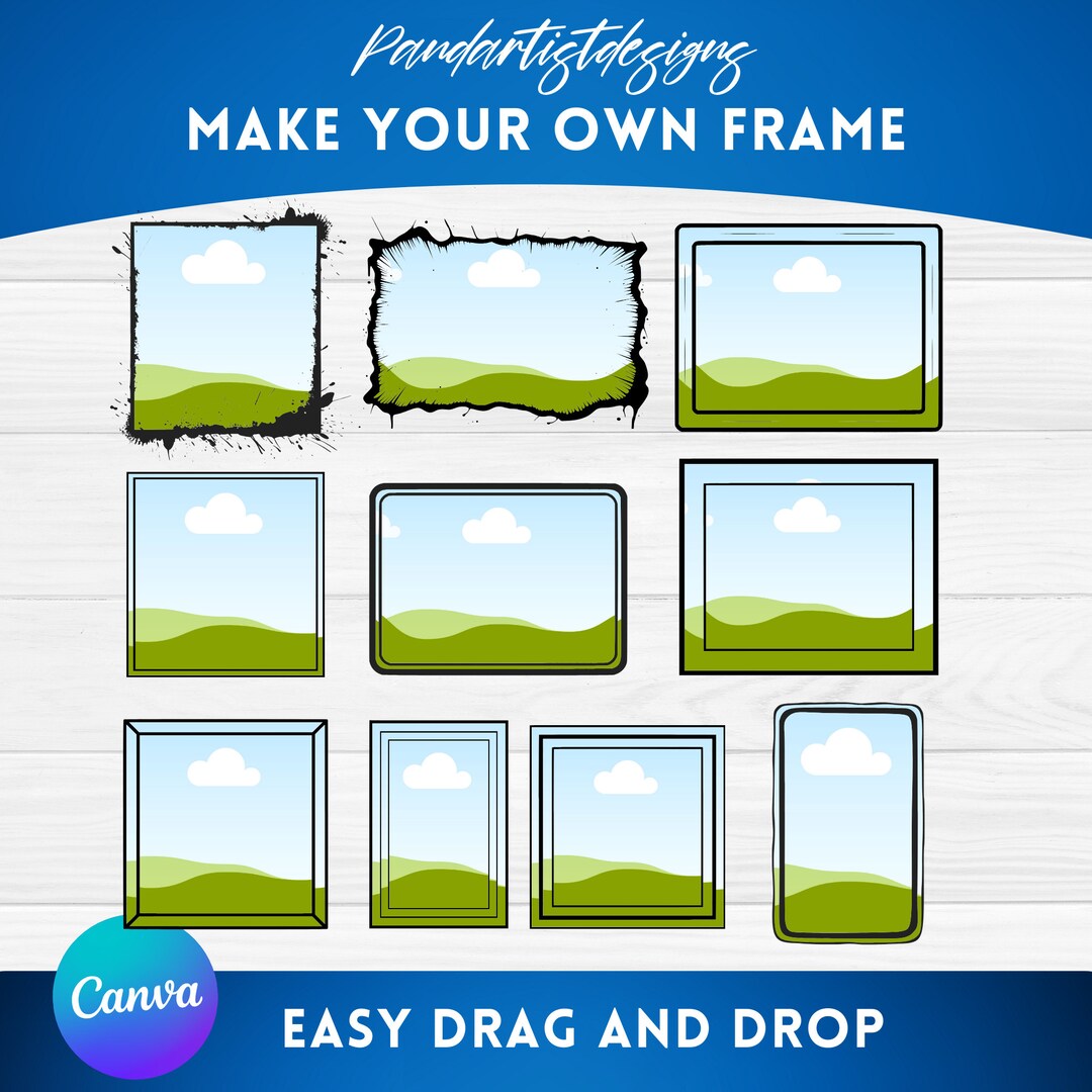 Photo Collage Design on CANVA Distressed Editable Canva Frame Template ...