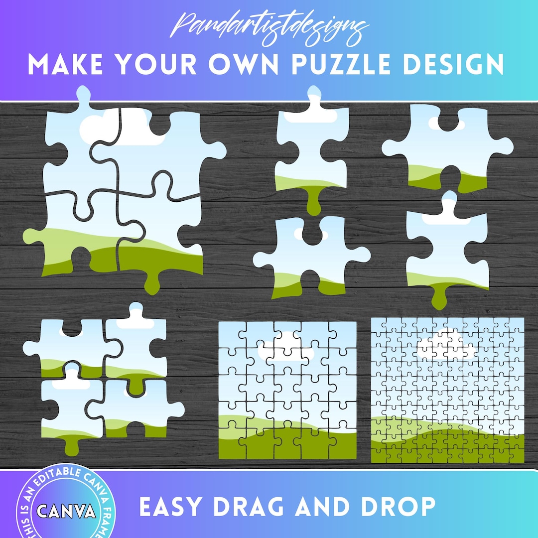 Add Your Own Pattern, Puzzle CANVA Frames, Easy Drag and Drop, Jigsaw ...