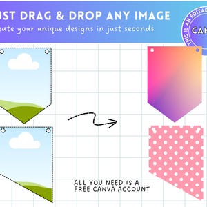 Bunting Banner Bundle Editable Canva Template, Flag Banners Canva ...