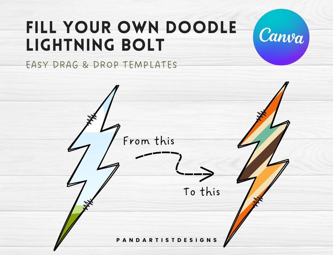 Create Your Own Doodle Lightning Bolt on CANVA Editable Canva - Etsy