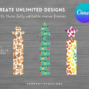 Make Your Own Christmas Bookmarks on CANVA With Drag and Drop, Set of ...