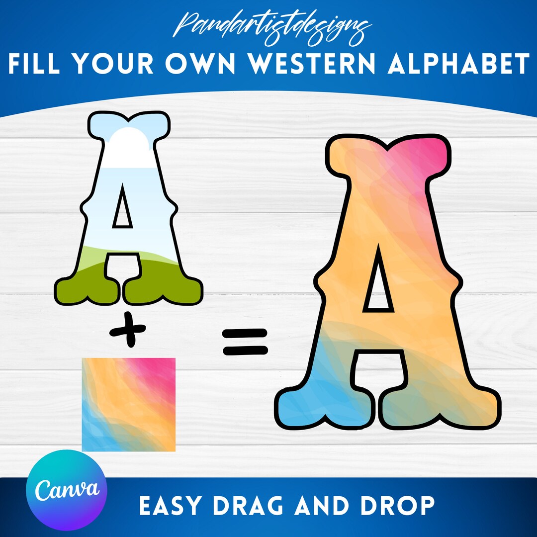 Canva Frames Western Uppercase Letters and Numbers, Drag and Drop ...