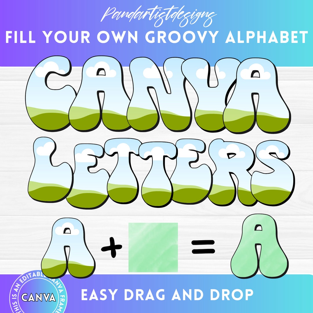 Fill Your Own Retro Groovy Letters & Number on Canva - Drag and Drop ...