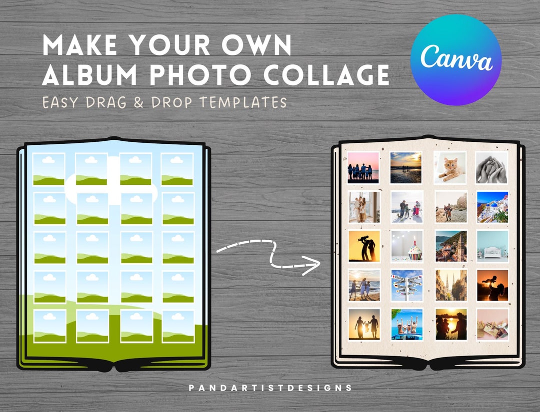 DIY Book Album Photo Collage Design on CANVA Editable Canva - Etsy