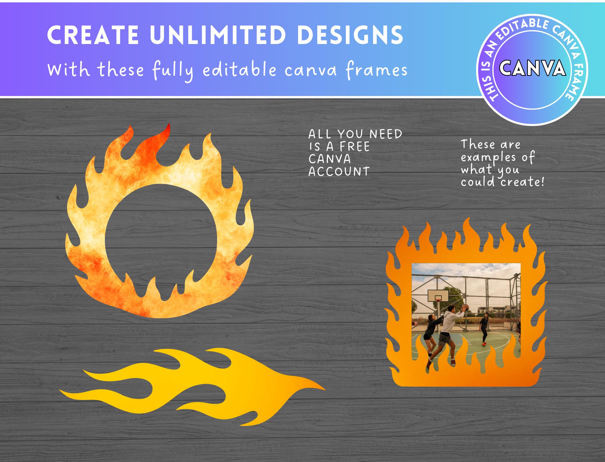 Fire Flamme CANVA Frames Bundle, Easy Drag and Drop, Fire Flamme ...