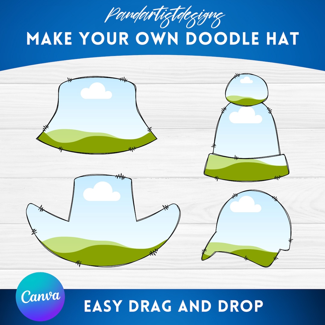 Make Your Own Design Doodle Hat on CANVA With Drag and Drop Editable ...
