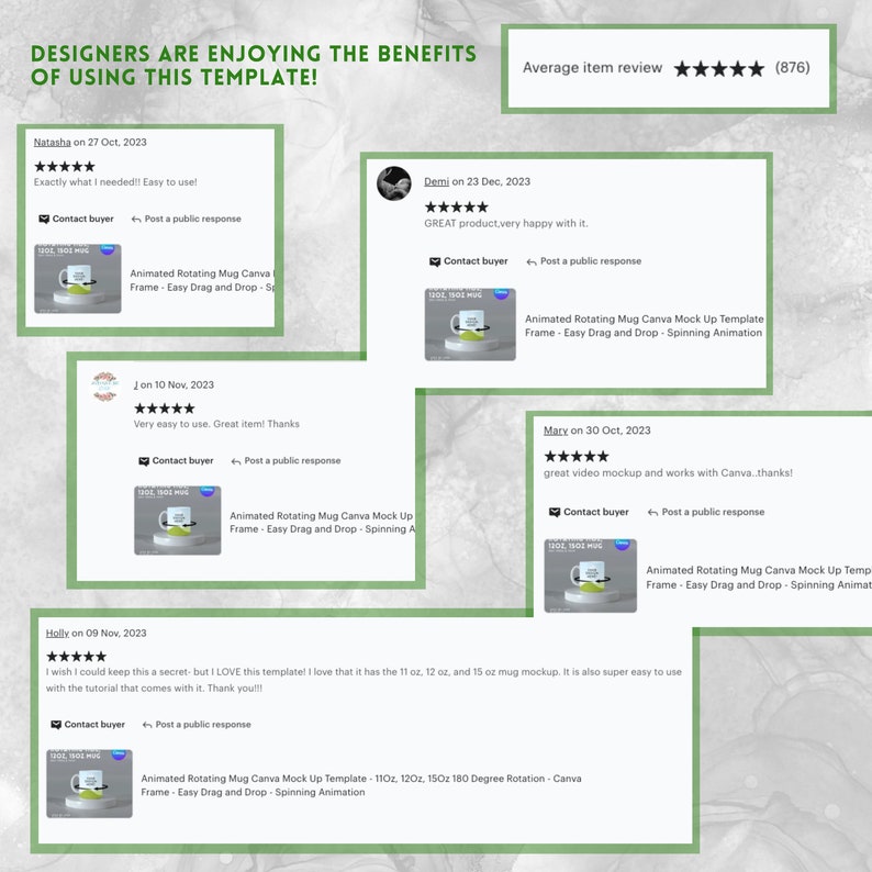 Animated Rotating Mug Canva Mock up Template - 11oz, 12oz, 15oz 180 ...