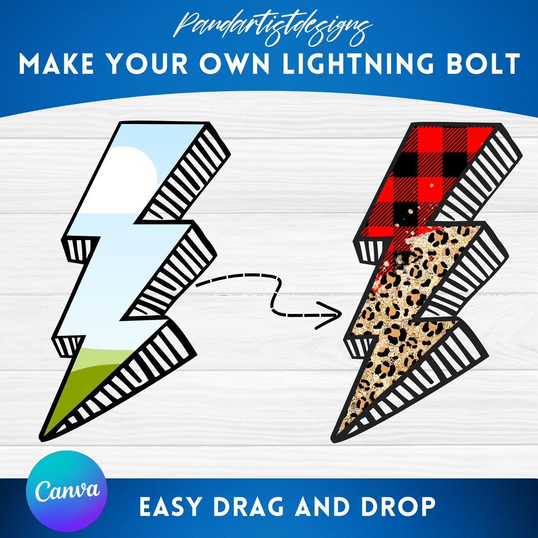 Custom Your Doodle Lightning Bolt Editable CANVA Frame Design Create ...