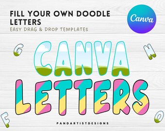 Fill Your Own Doodle Inline Letters on CANVA With Drag and - Etsy