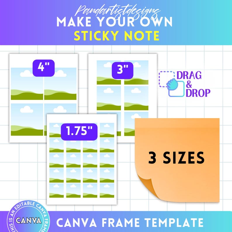 Sticky Note Editable Template, Custom Sticky Notes Bundle, Sticker for ...