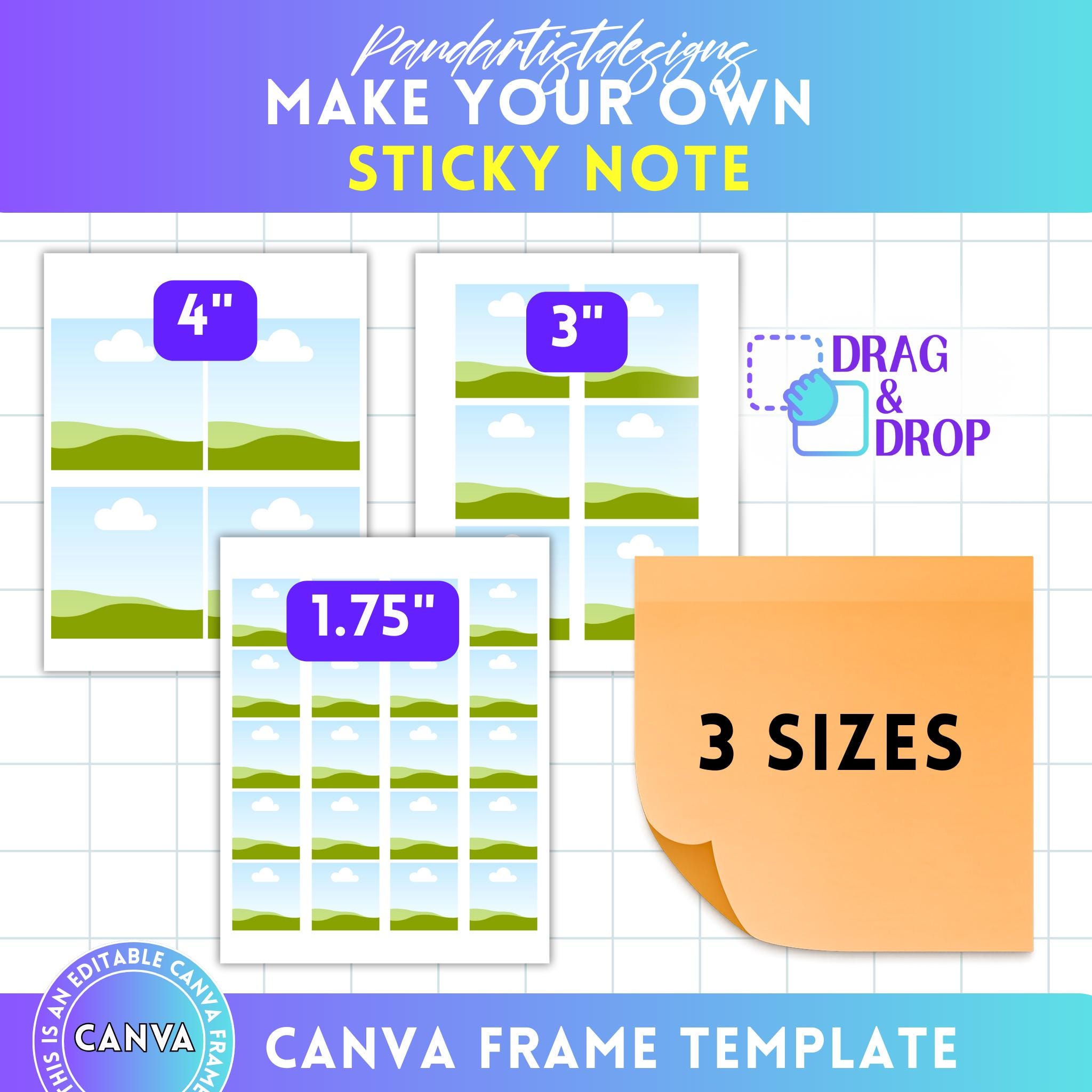 Sticky Note Editable Template, Custom Sticky Notes Bundle, Sticker for ...