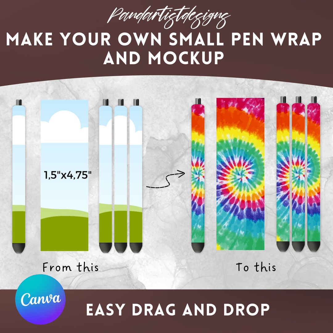 Design Your Own Small Pen Wrap on Canva With Easy Drag and Drop 1.5x4.75 Editable Canva Frame ...