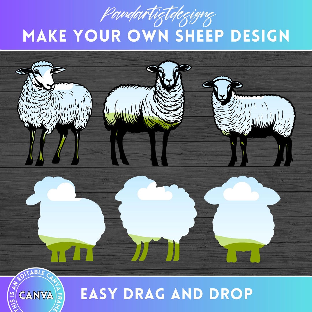 Make Your Own Sheep Design on Canva, Editable Template CANVA Frames ...