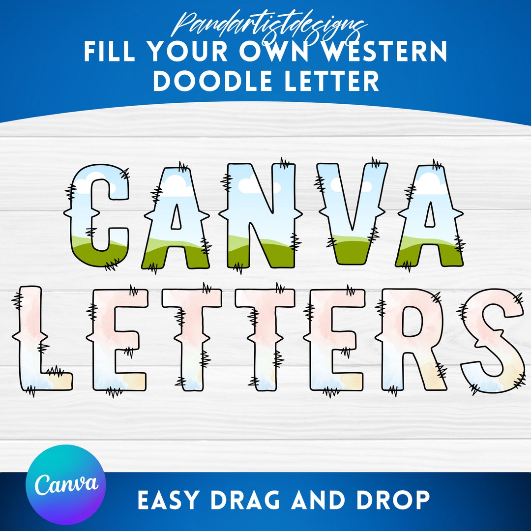 Fill Your Own Doodle Western Letters on CANVA With Easy Drag and Drop ...