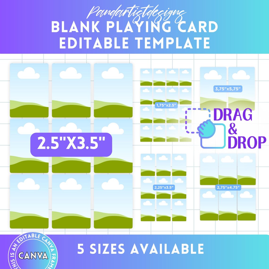 Blank Playing Editable Canva Template, Poker Card Template, Easy Drag ...