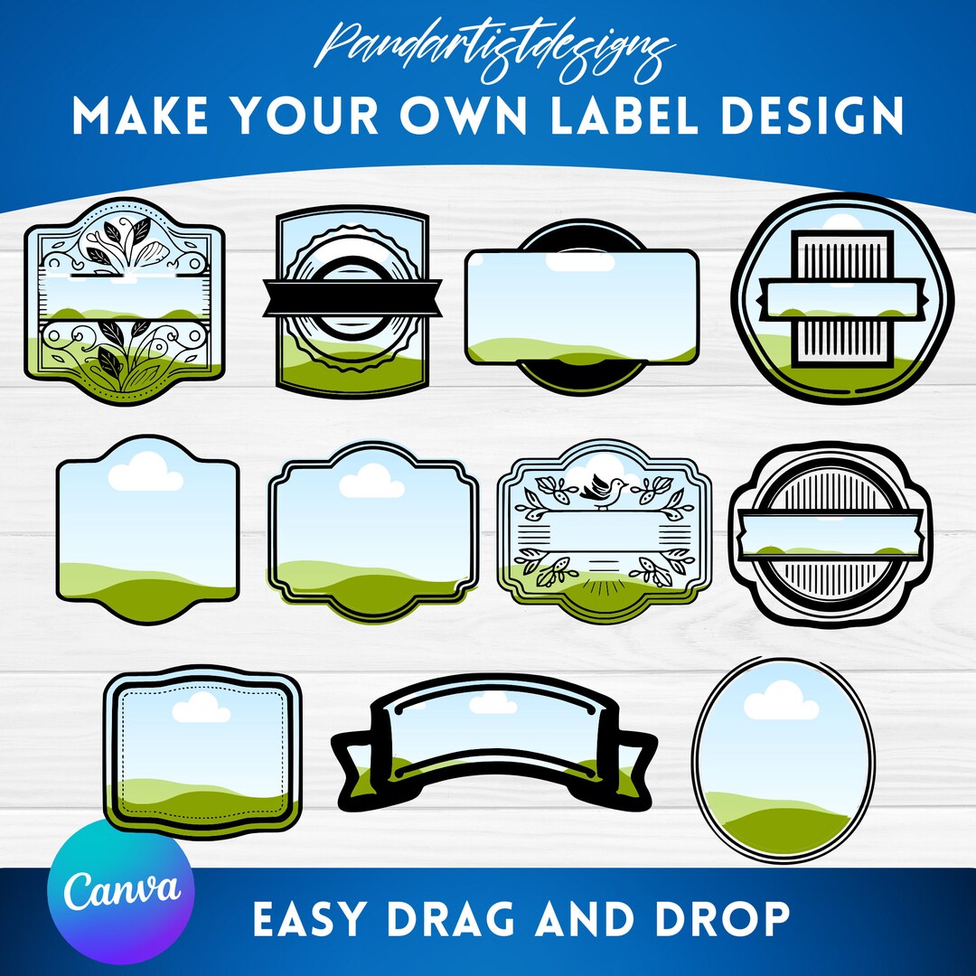 Make Your Own Retro Label Design on CANVA Canva Frames Bundle Easy Drag ...