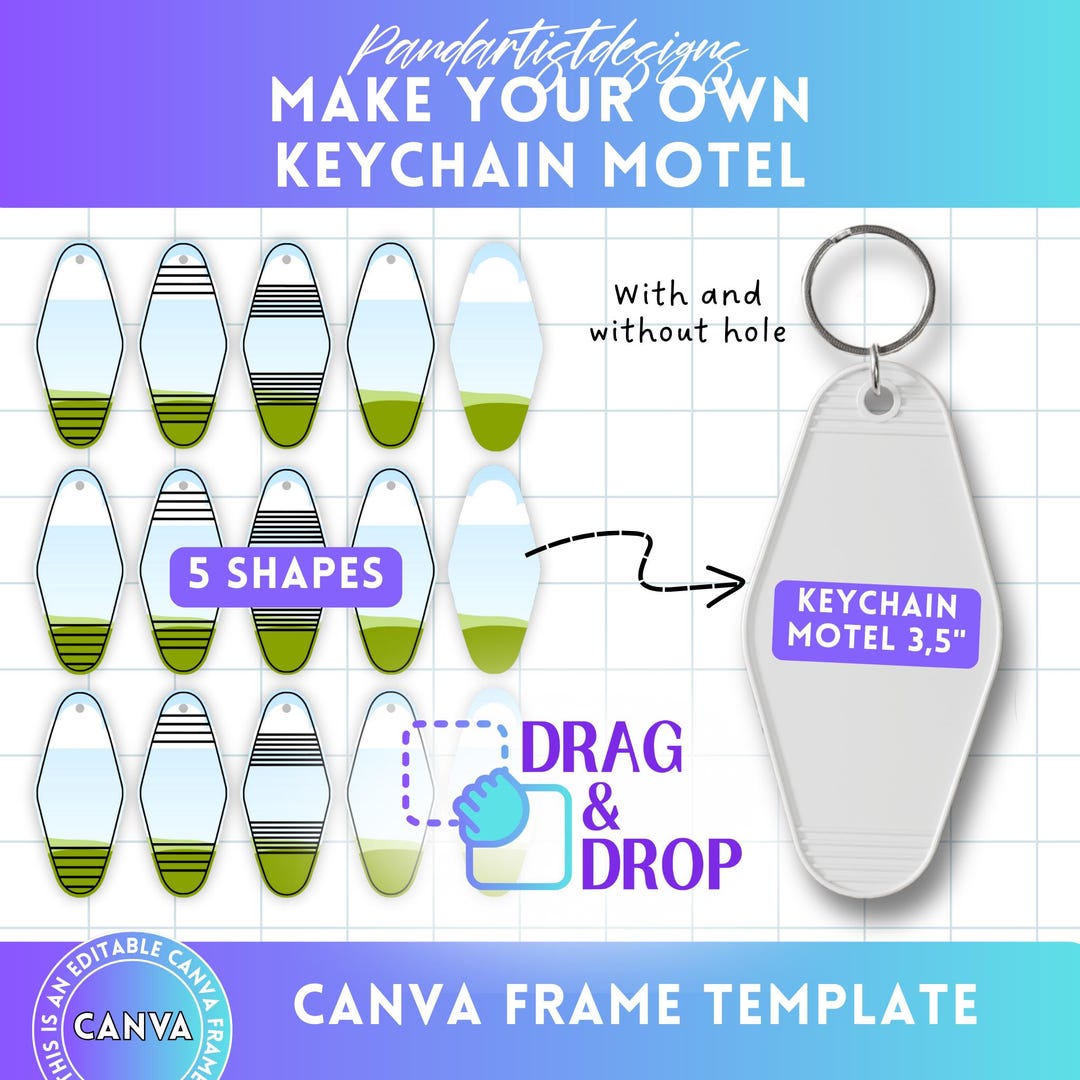 Motel Keychain Editable Canva Template, Drag & Drop, Canva Frame ...